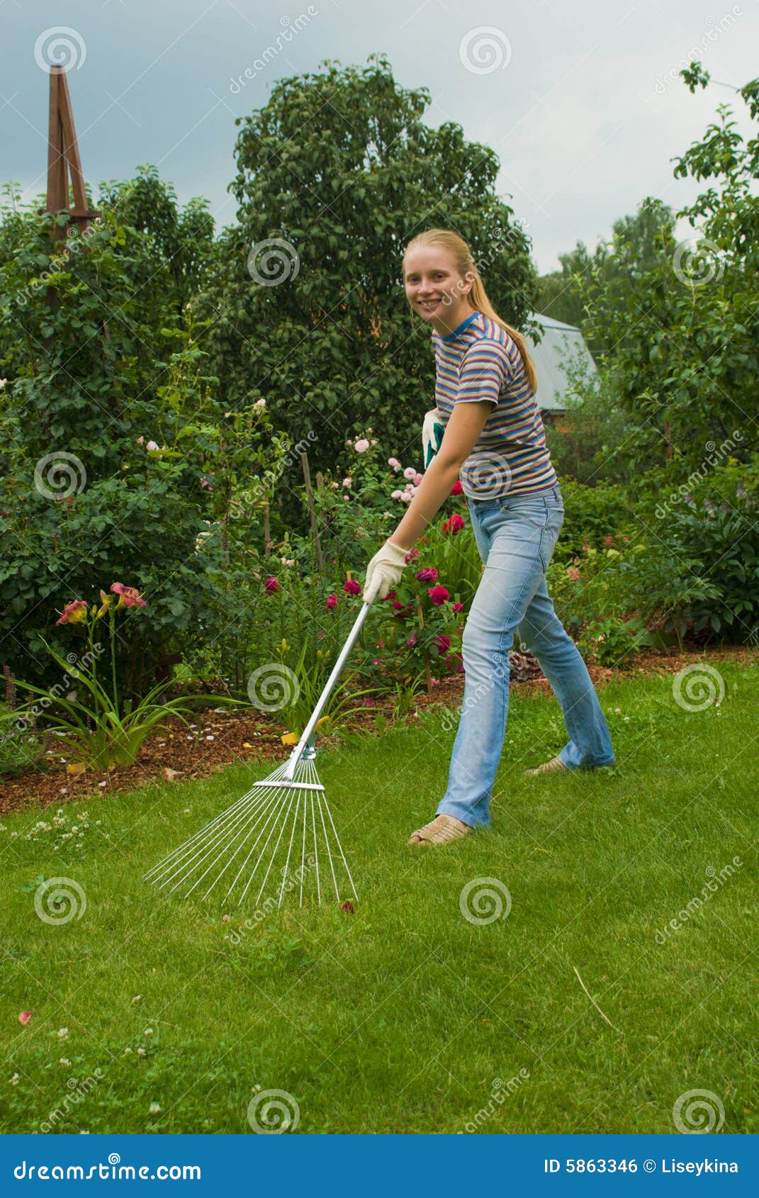 Women raking stock photo. Image of hobby, outdoors, healthy - 5863346