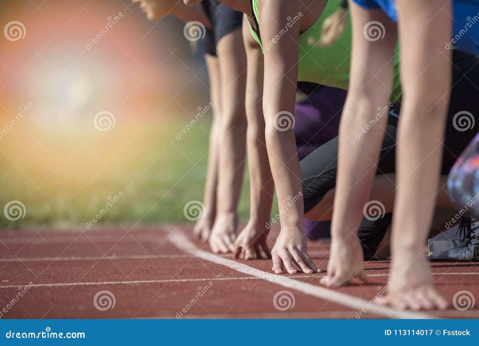 Women Ready To Race on Track Field Stock Image - Image of competition ...