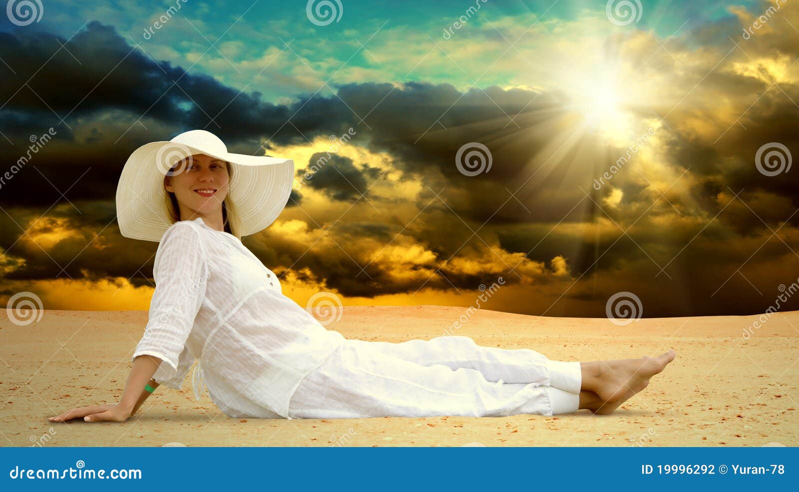 Women Relaxation at Sunny Desert Stock Photo - Image of bright ...