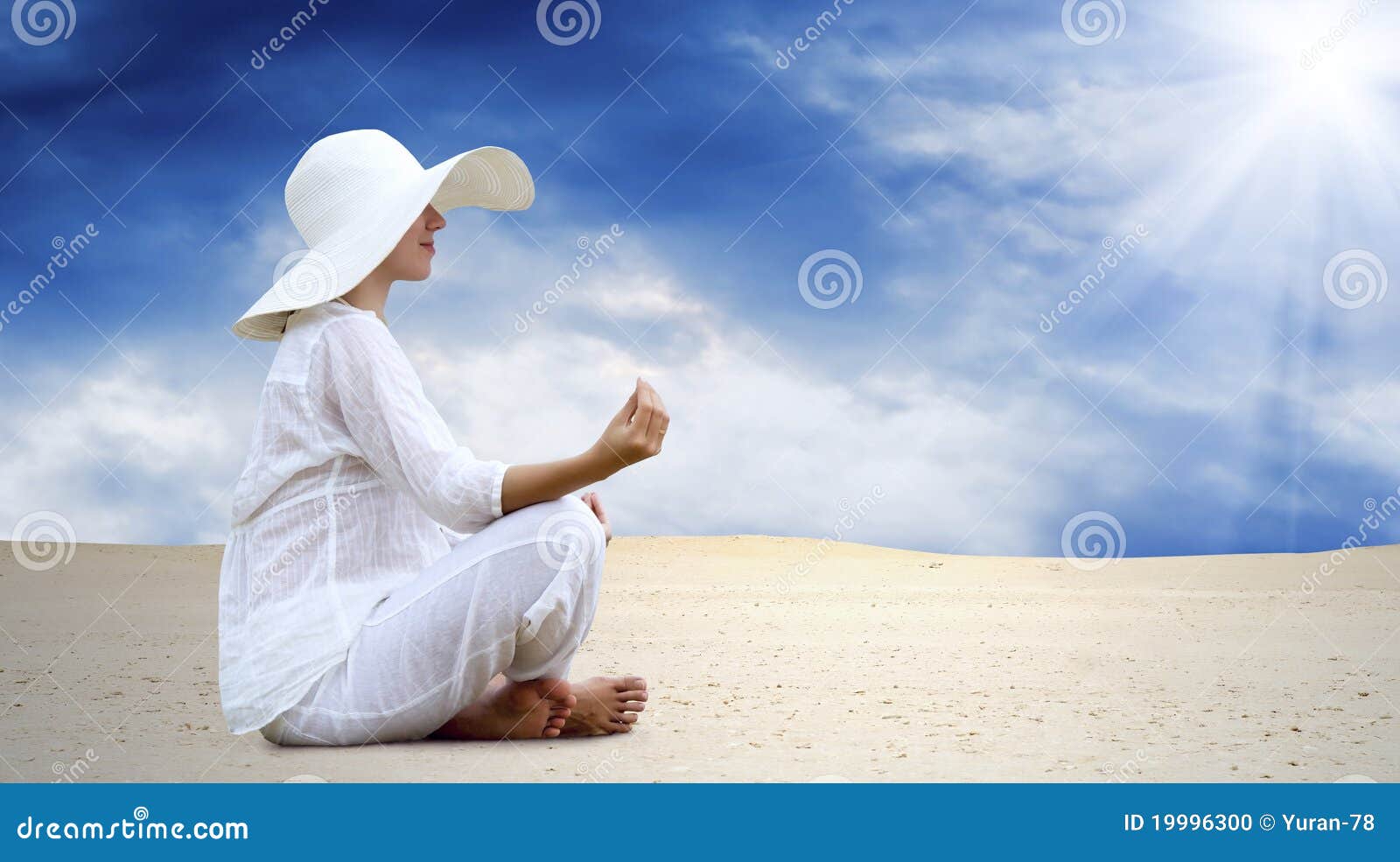 Women Relaxation at Sunny Desert Stock Photo - Image of desert ...
