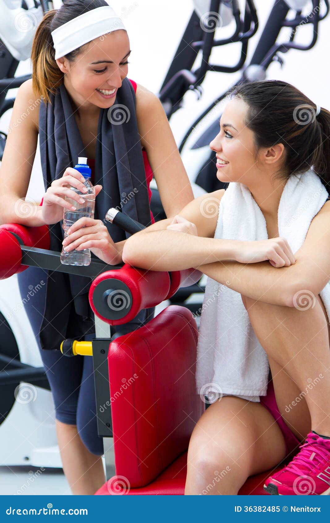 Women Relaxing in the Gym after Making Exercise Stock Image - Image of ...