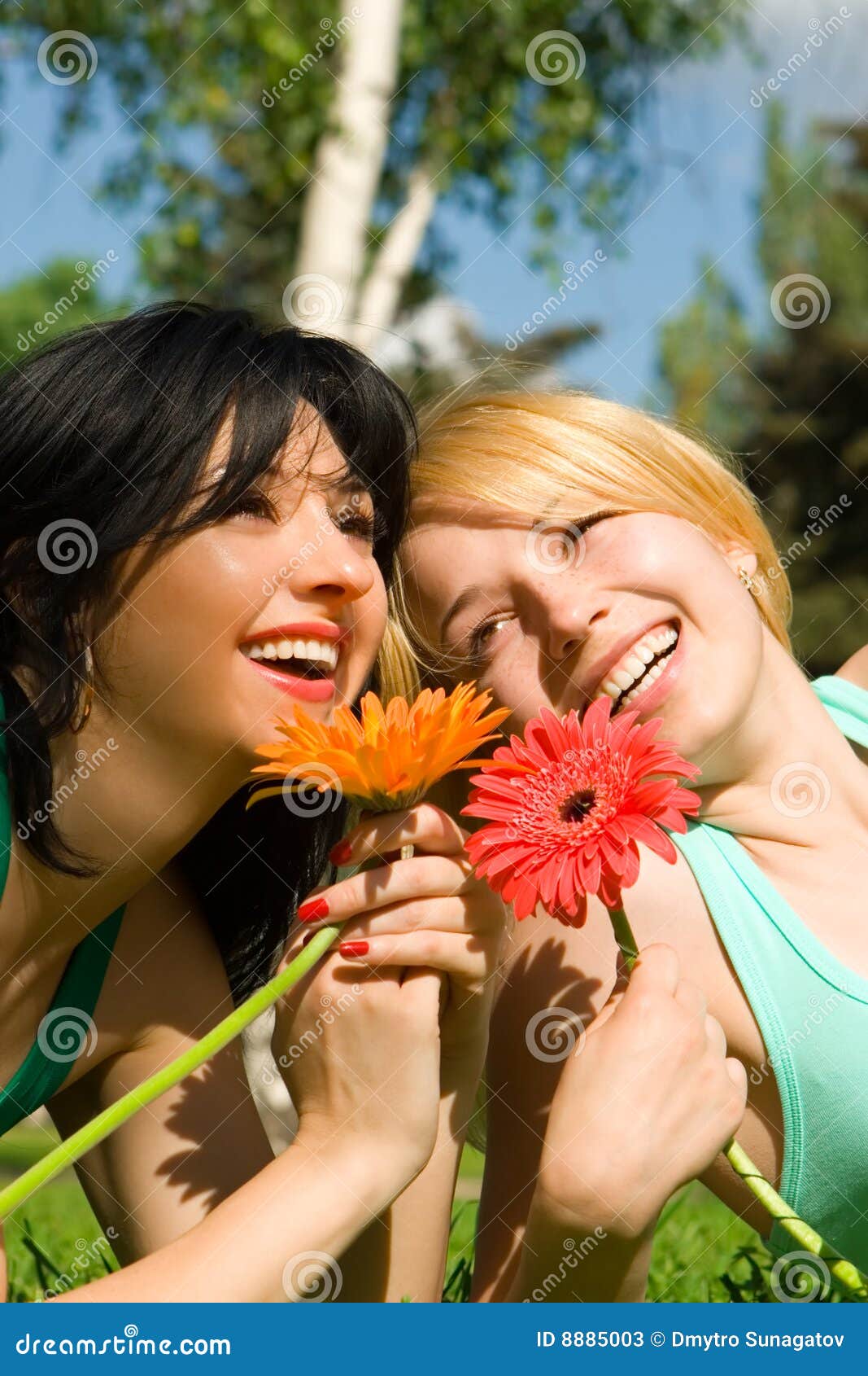 Women Rest in the Park with Flowers Stock Image - Image of meadow ...
