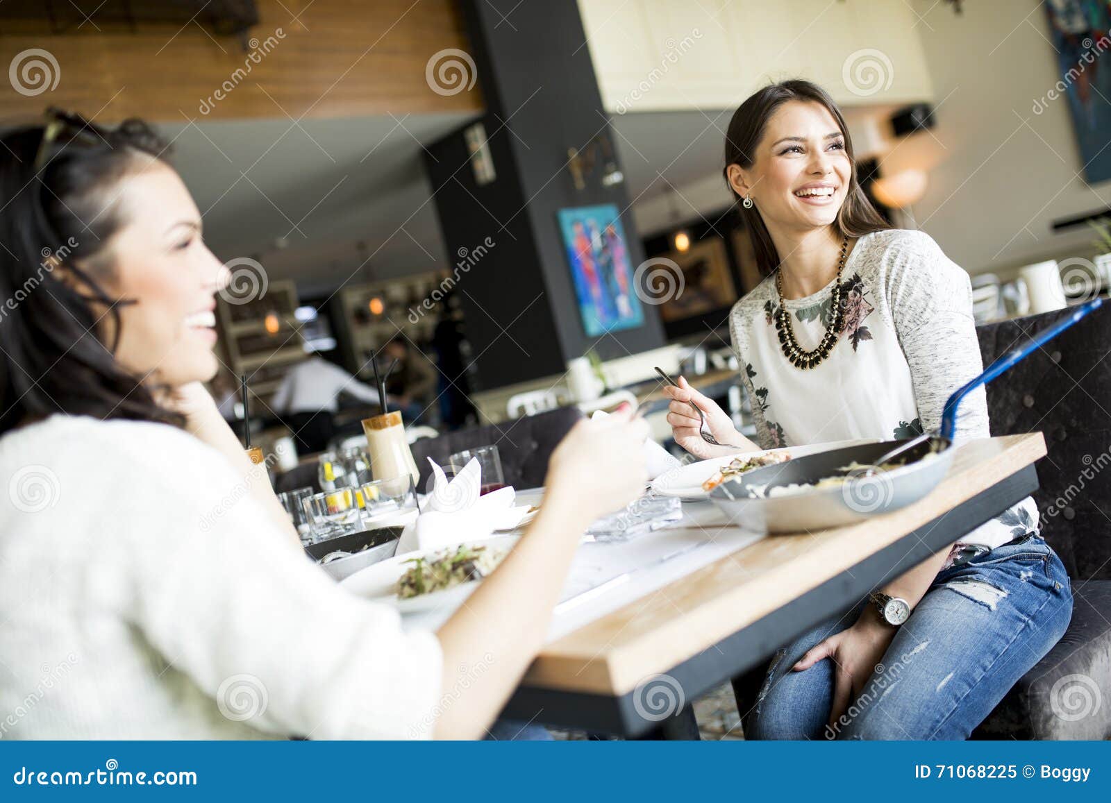 Women in the restaurant stock image. Image of table, italian - 71068225