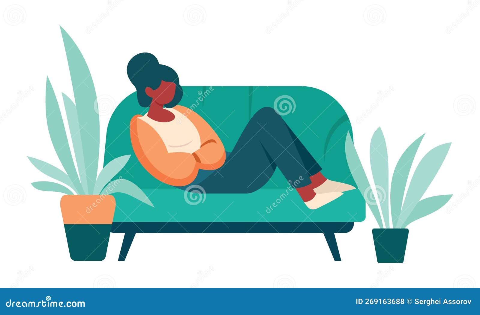 Women Resting Relaxing at Home Vector Flat Illustration Stock Vector ...