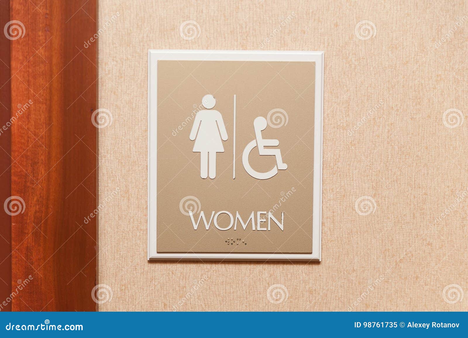 Women Restroom Handicapped Public Bathroom Sign Wheelchair Female Stock ...
