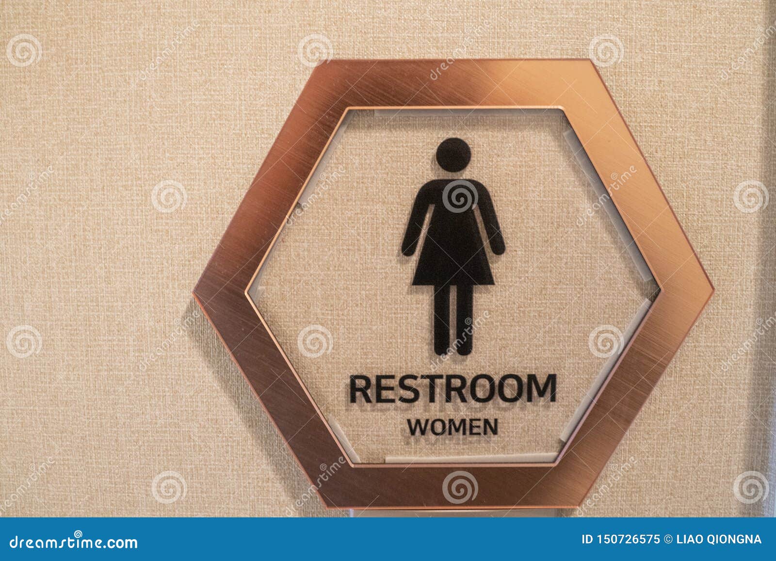 The Women Restroom Sign Stick on the Wall Stock Image - Image of city ...