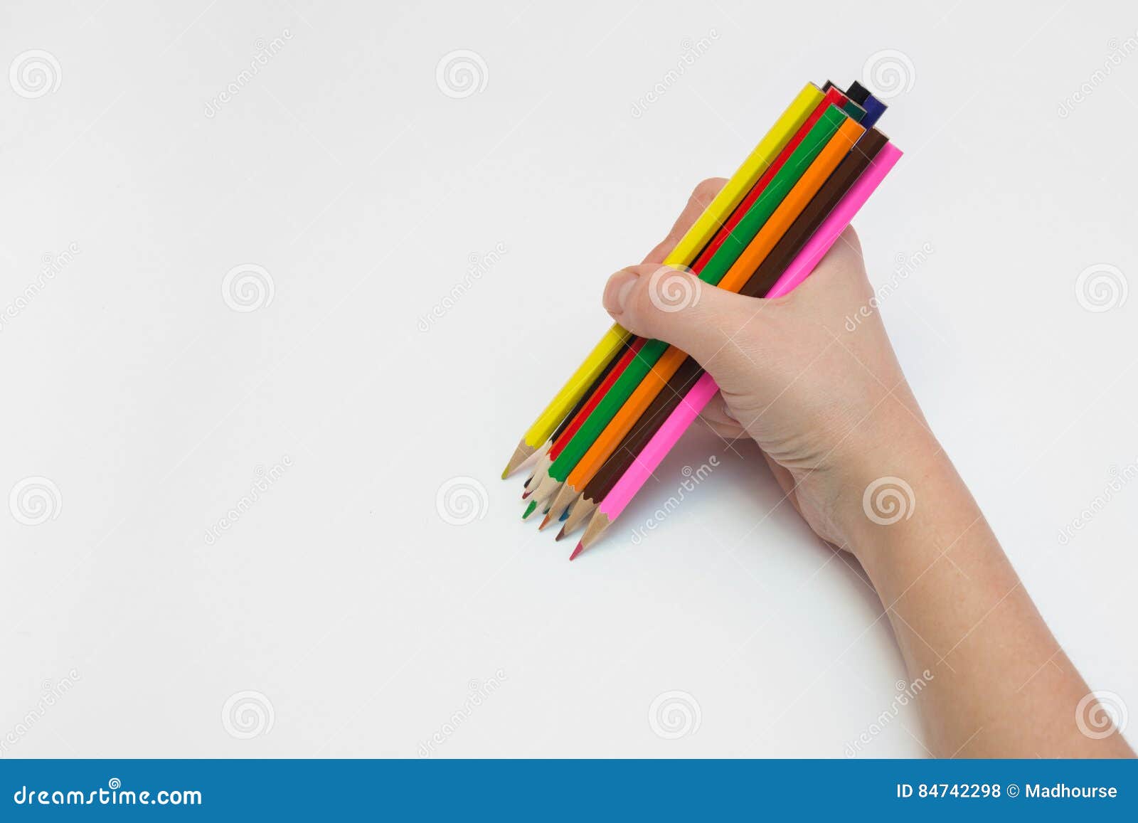 Women Right Hand Draws a Dozen Pencils Stock Photo - Image of isolated ...