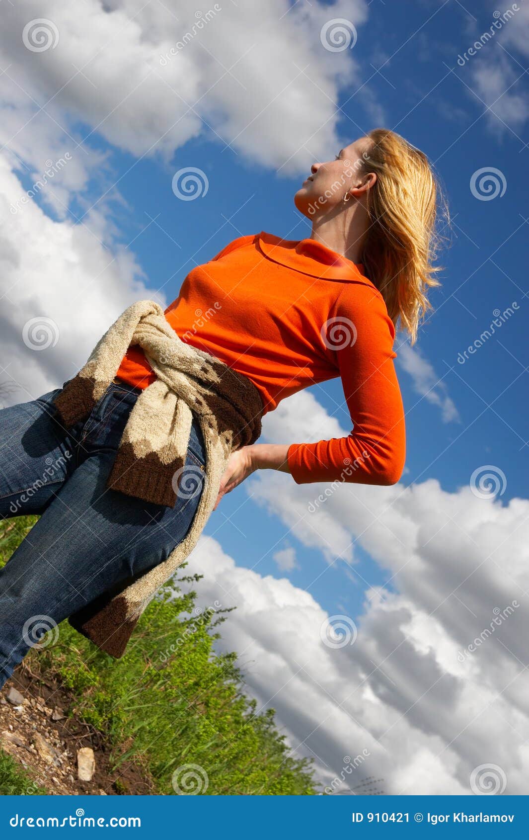 Women, road and clouds. stock image. Image of rural, person - 910421