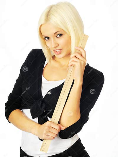Women with ruler stock image. Image of surprise, beautiful - 11133479