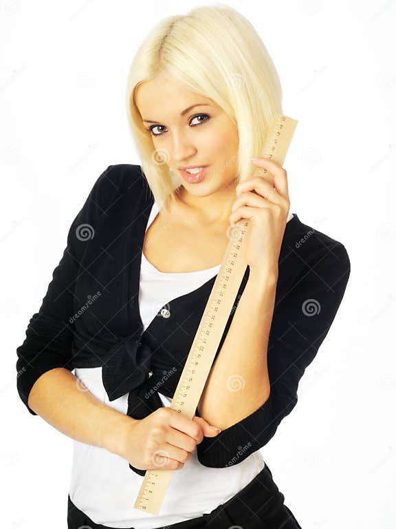 Women with ruler stock image. Image of surprise, beautiful - 11133479