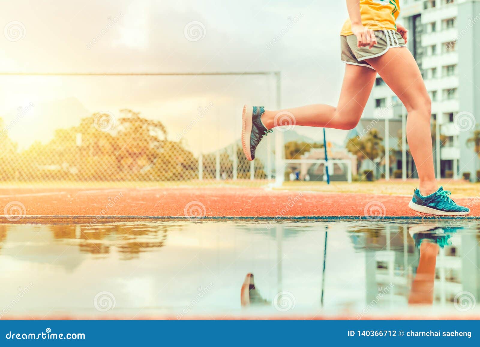 A Women Run and Jumping in the Park Stock Photo - Image of park ...