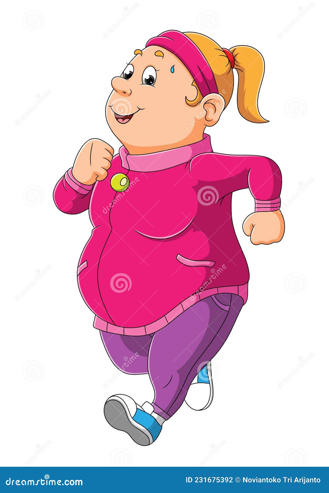 The Women is Running with the Bright Jacket Stock Vector - Illustration ...