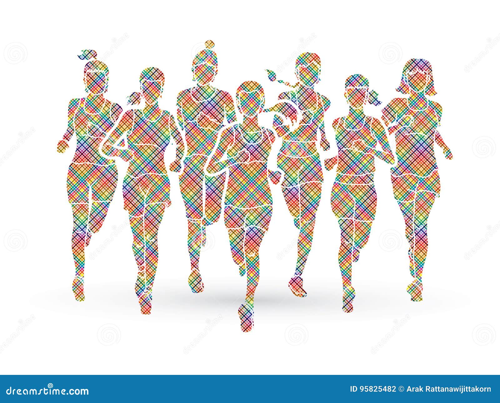 Women Running, Marathon Runners, Group of People Running Stock Vector ...