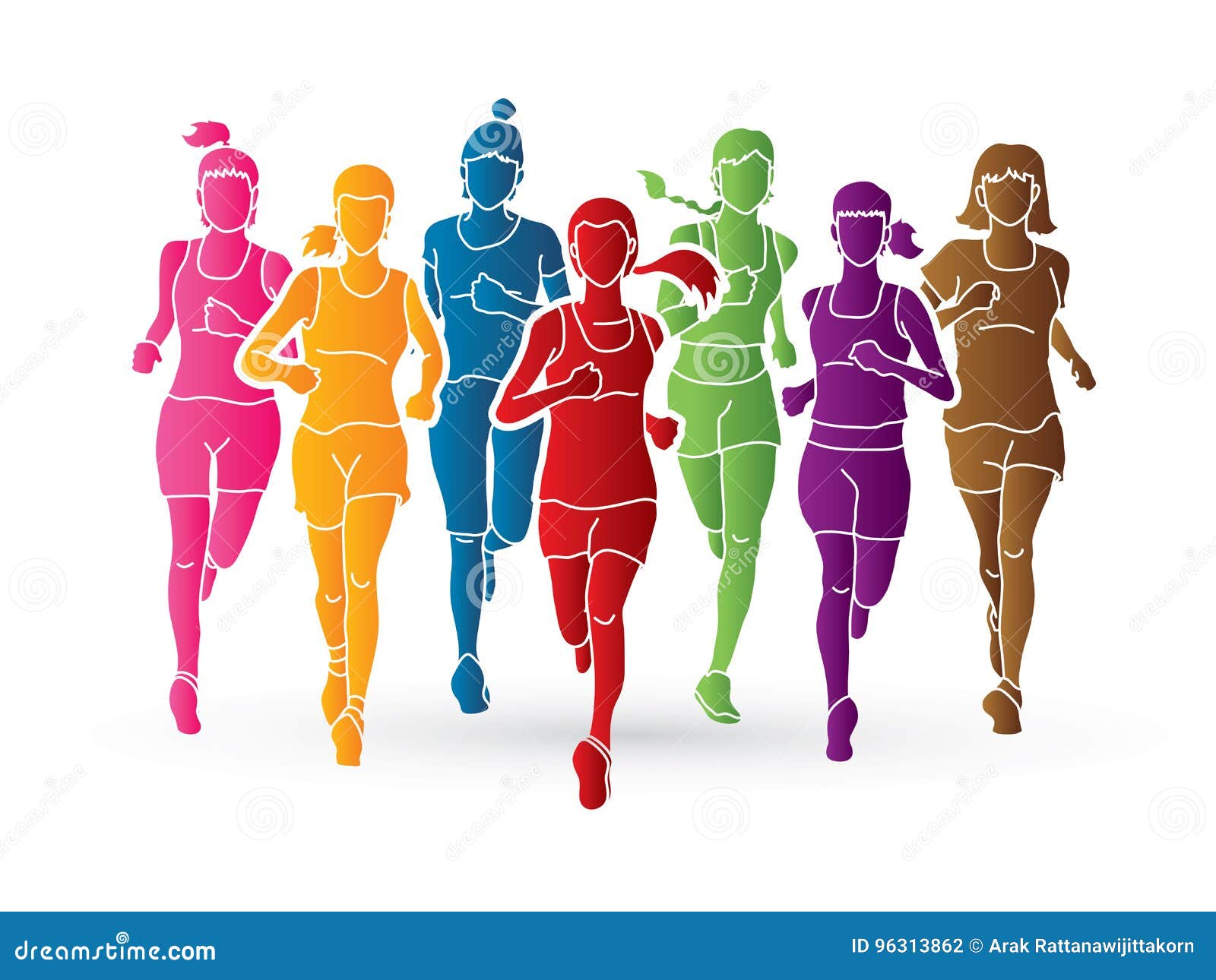 Women Running, Marathon Runners, Group of People Running Stock Vector ...
