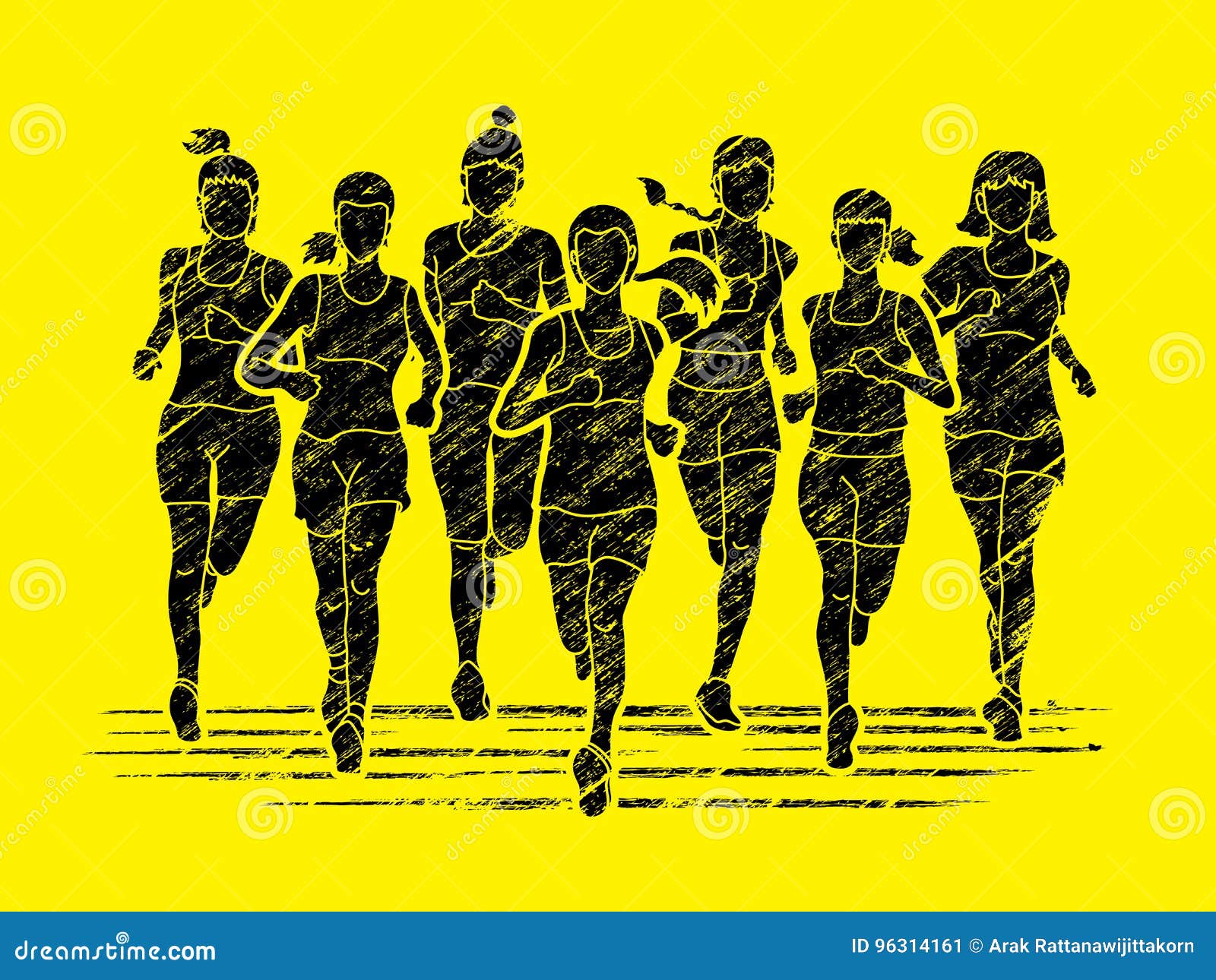 Women Running, Marathon Runners, Group of People Running Stock Vector ...
