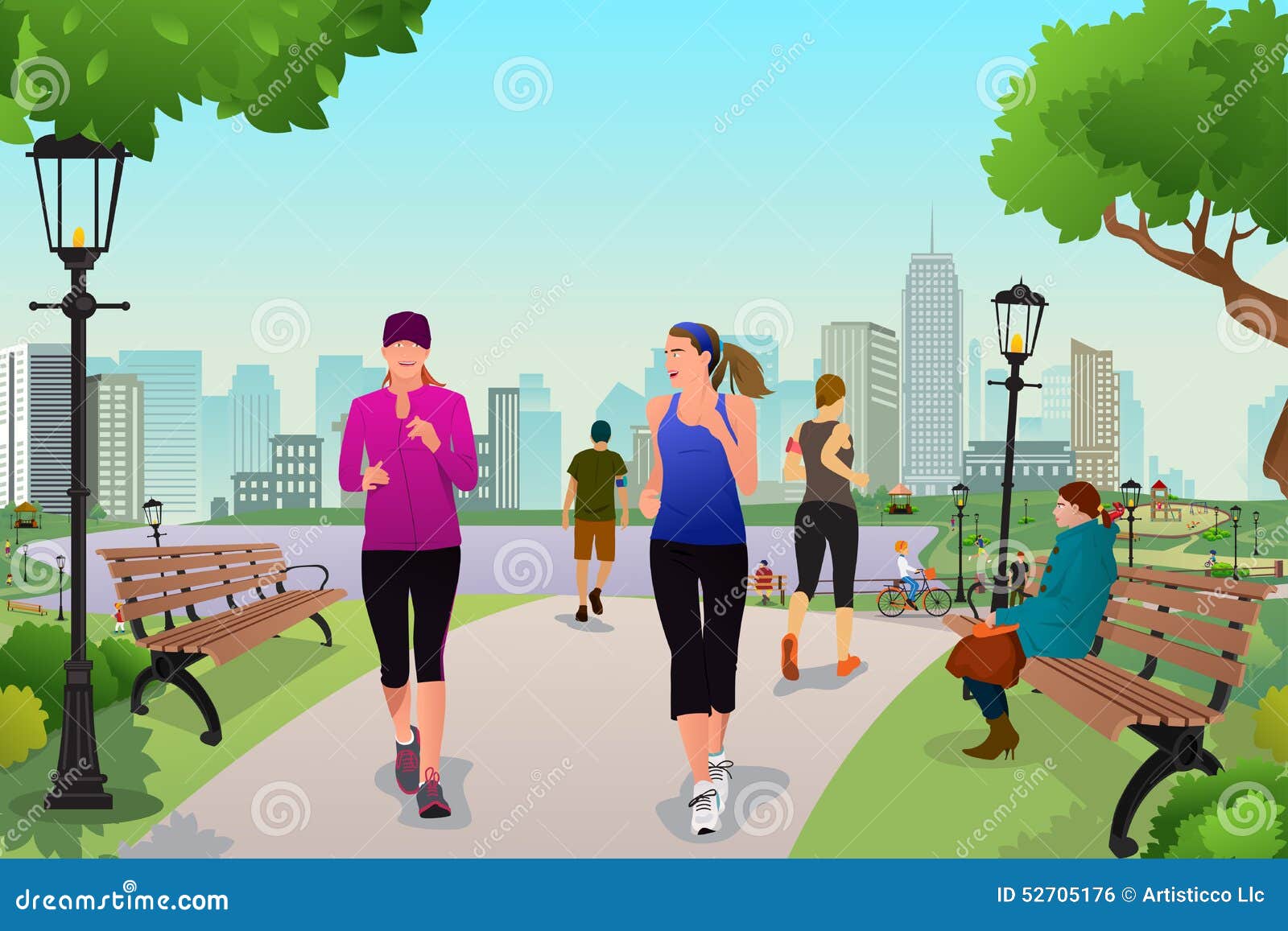Women running in a park stock vector. Illustration of leisure - 52705176