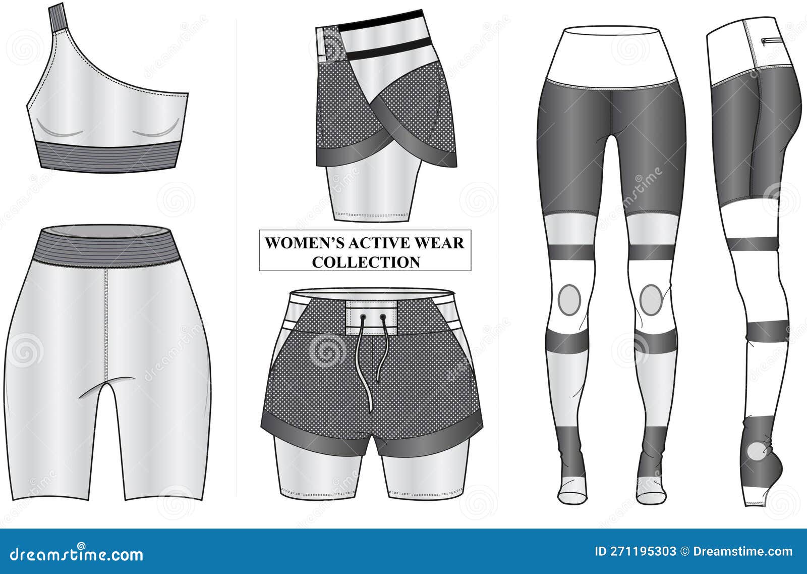 Women S Activewear Collection Stock Vector - Illustration of length ...