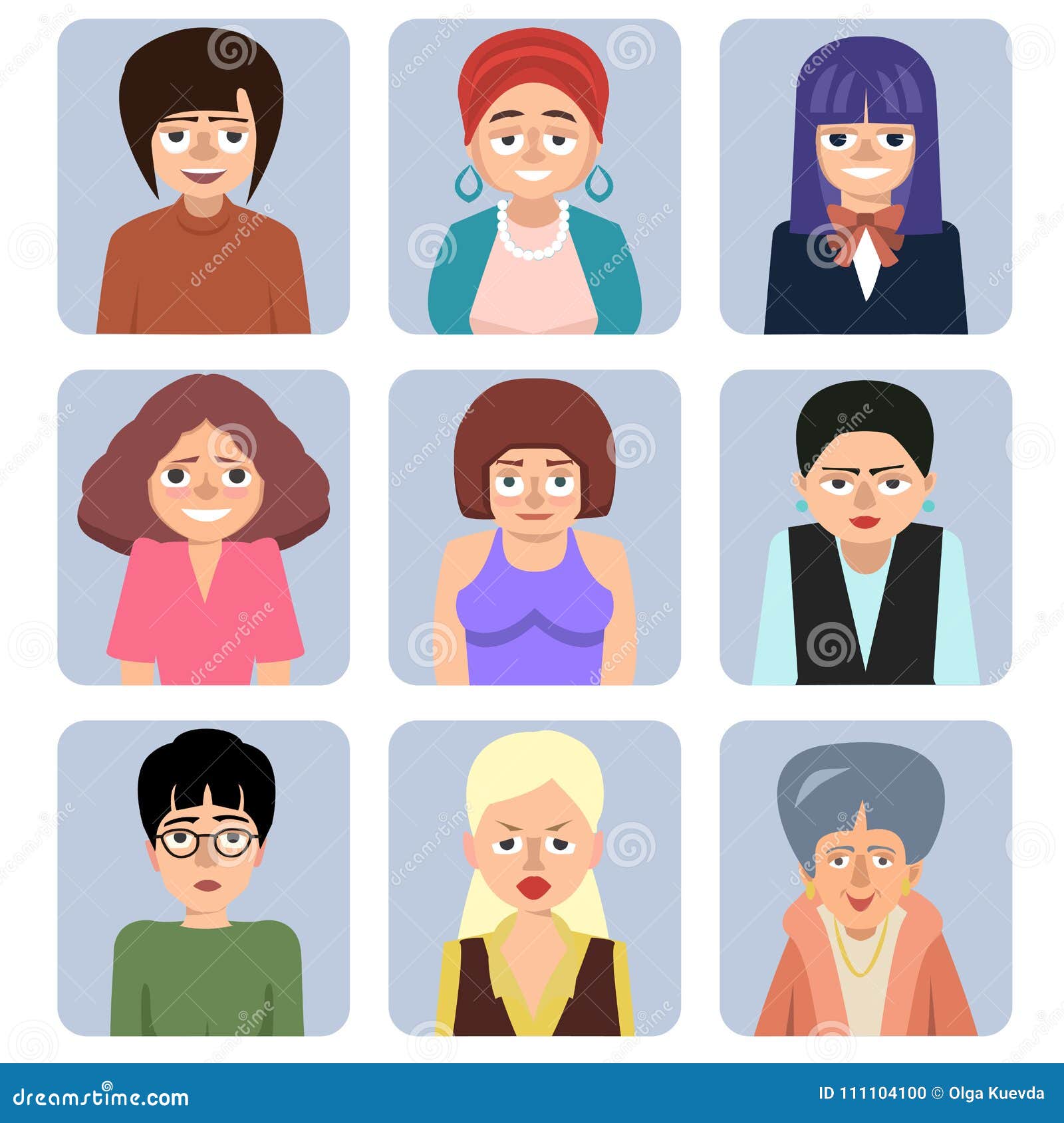 Women`s cartoon avatars stock vector. Illustration of woman - 111104100