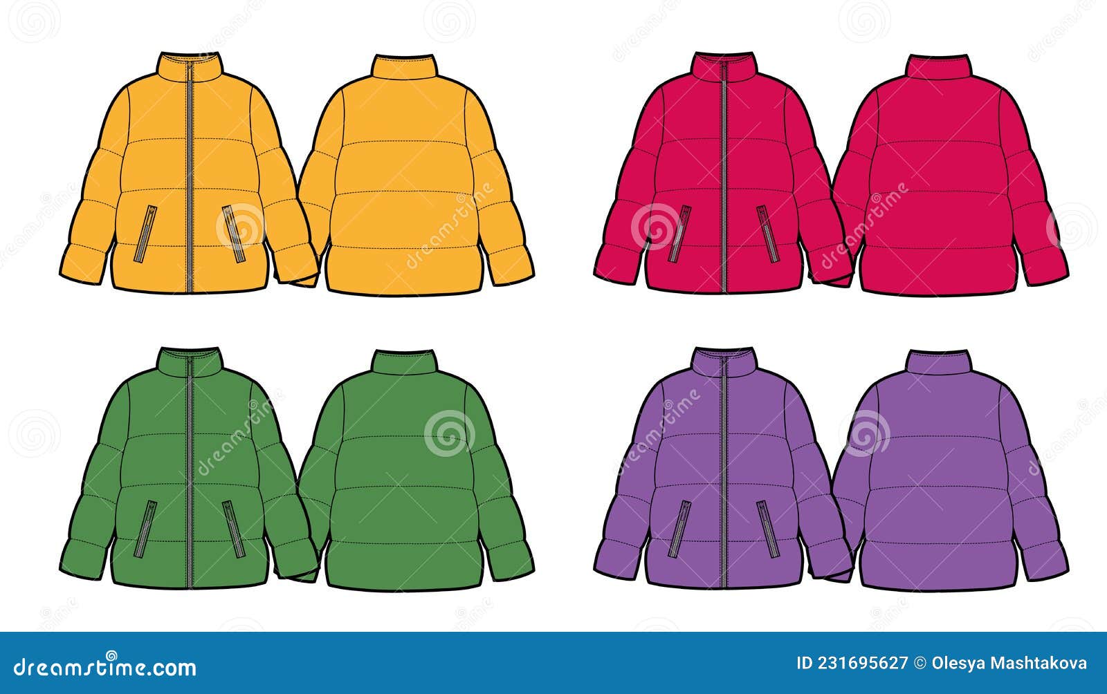 Women S Down Jackets, Color Variants. Vector Illustration Stock Vector ...