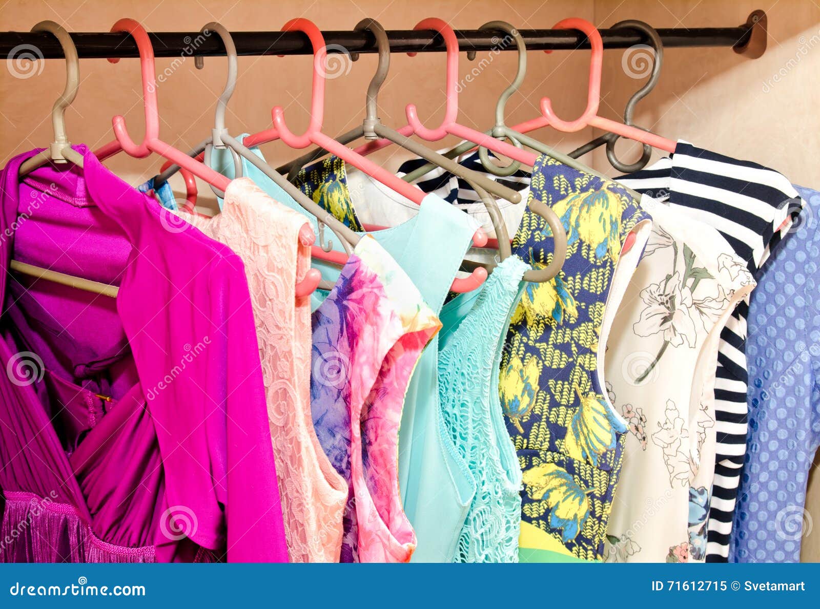 Women s dresses on hangers stock image. Image of boutique - 71612715