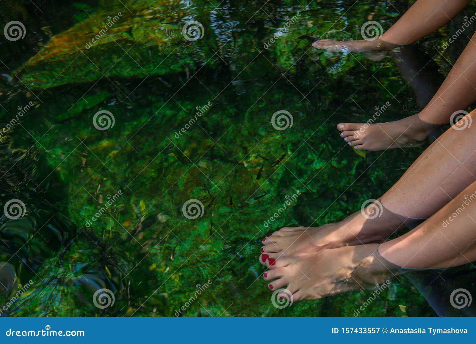 Women`s Feet in the Water with Fish Stock Image - Image of care, relax ...