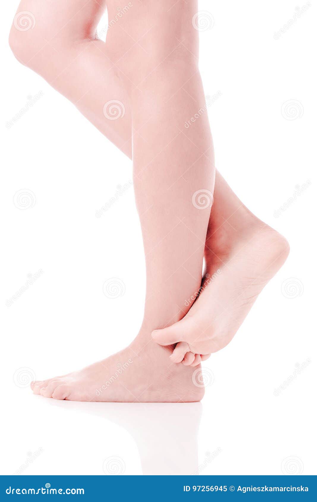 Women`s Feet on White Background. Stock Image - Image of barefoot ...