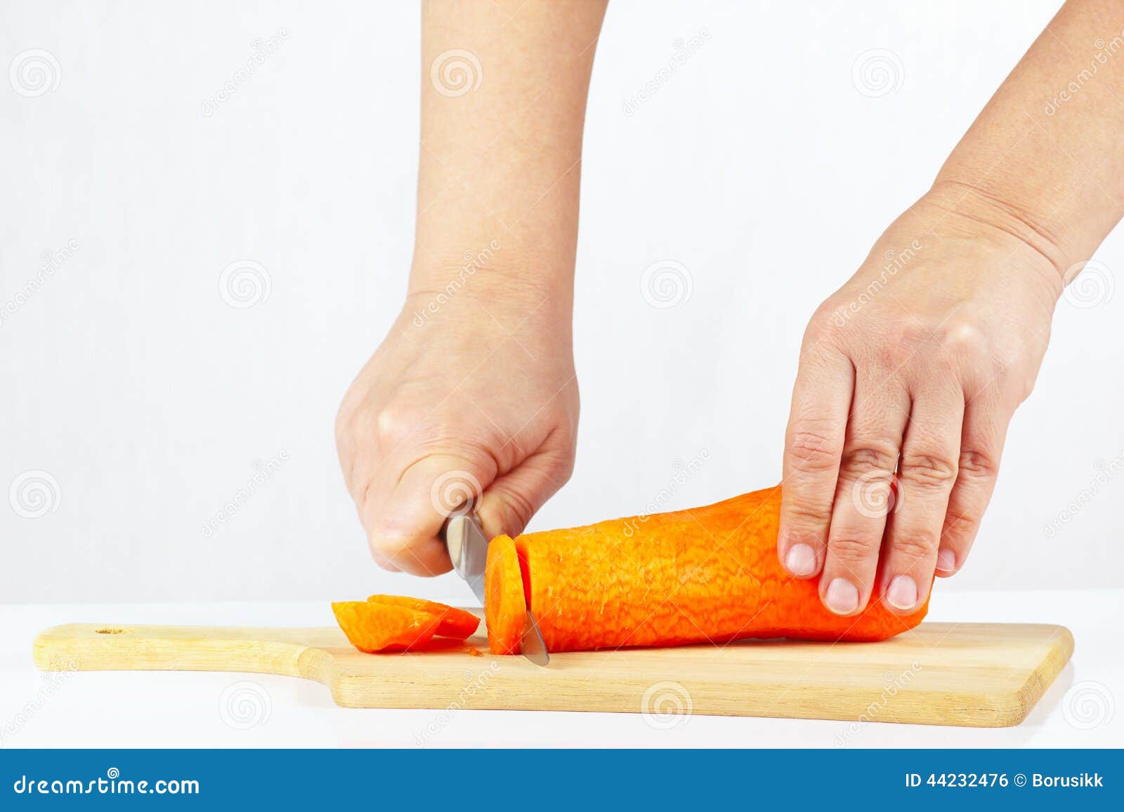 Women S Hand With A Knife Cuts Carrot Stock Photo - Image of nutrition ...