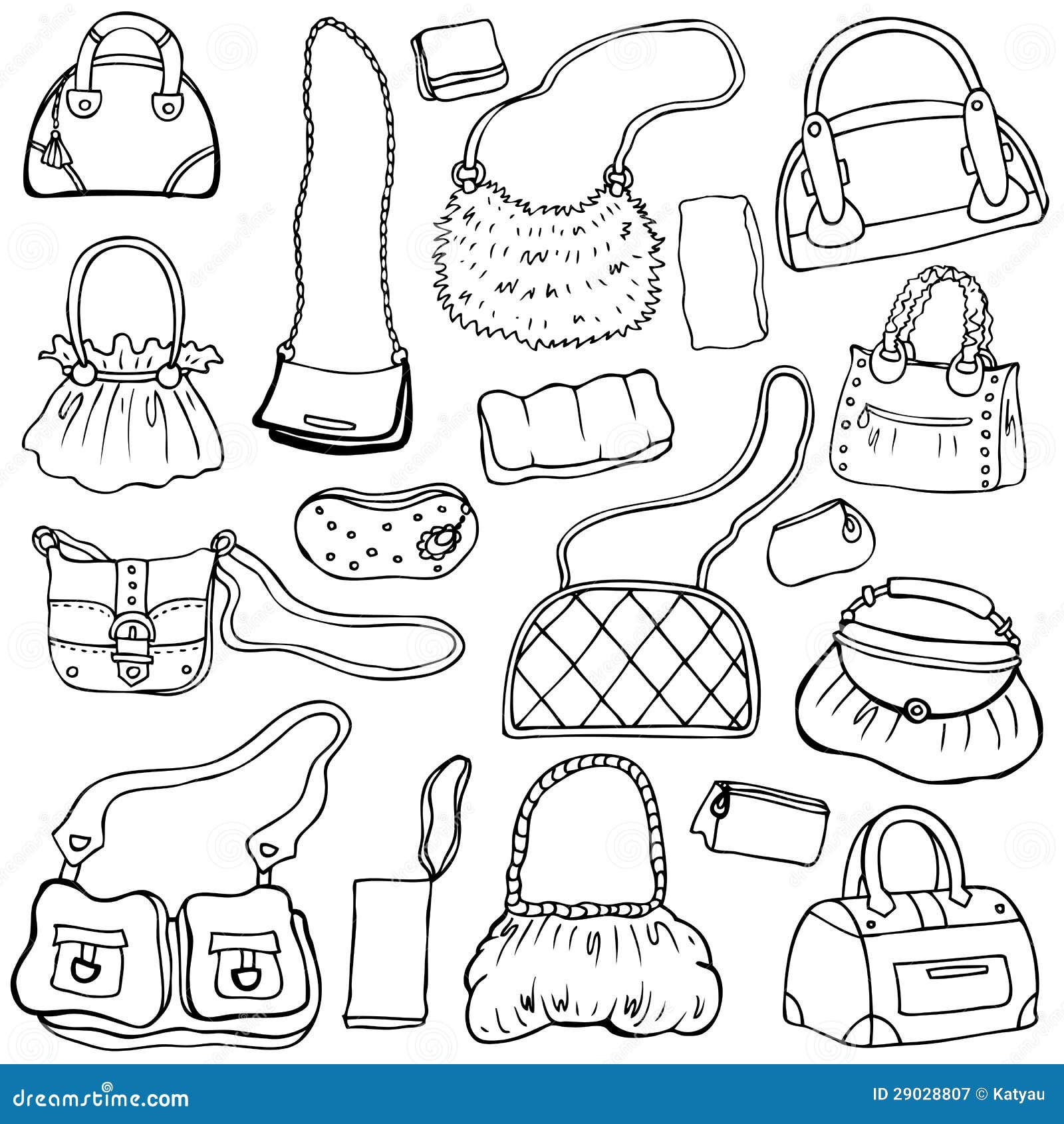 Womens Handbags. Hand Drawn Vector Set 1. Stock Illustration ...