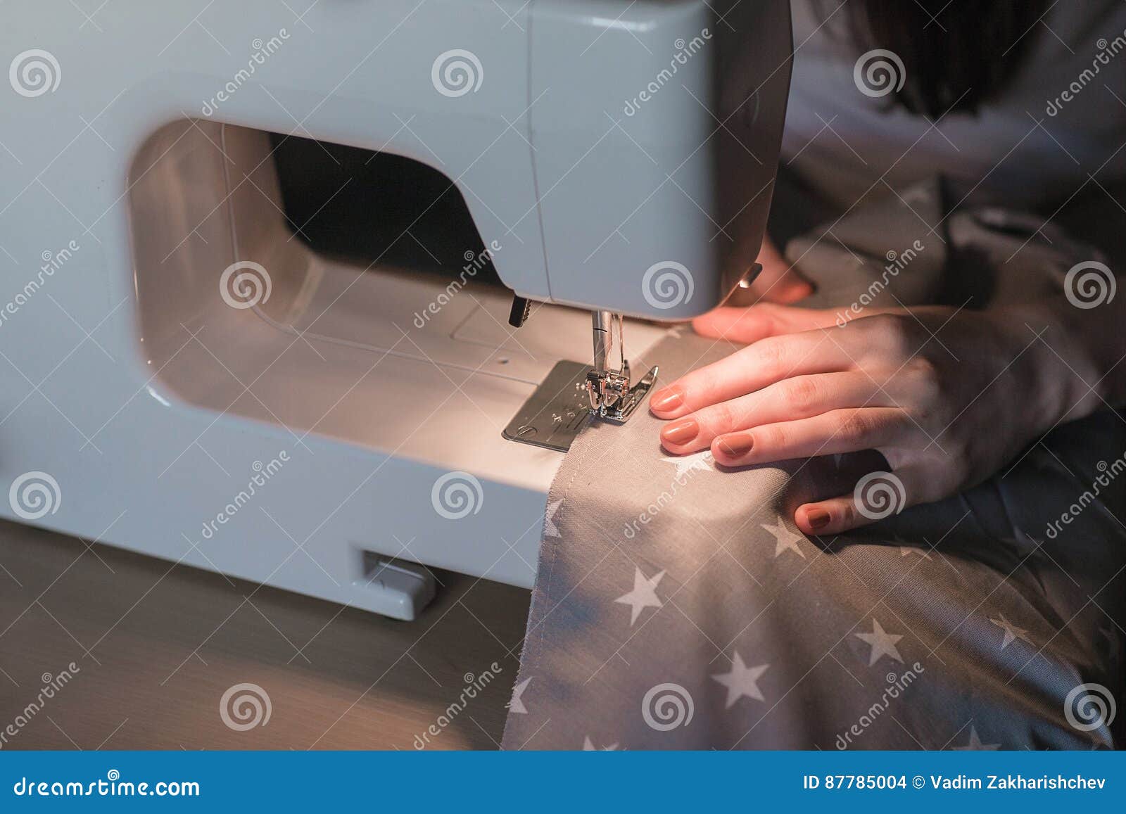 Women`s Hands Behind Her Sewing. Stock Photo - Image of clothing ...