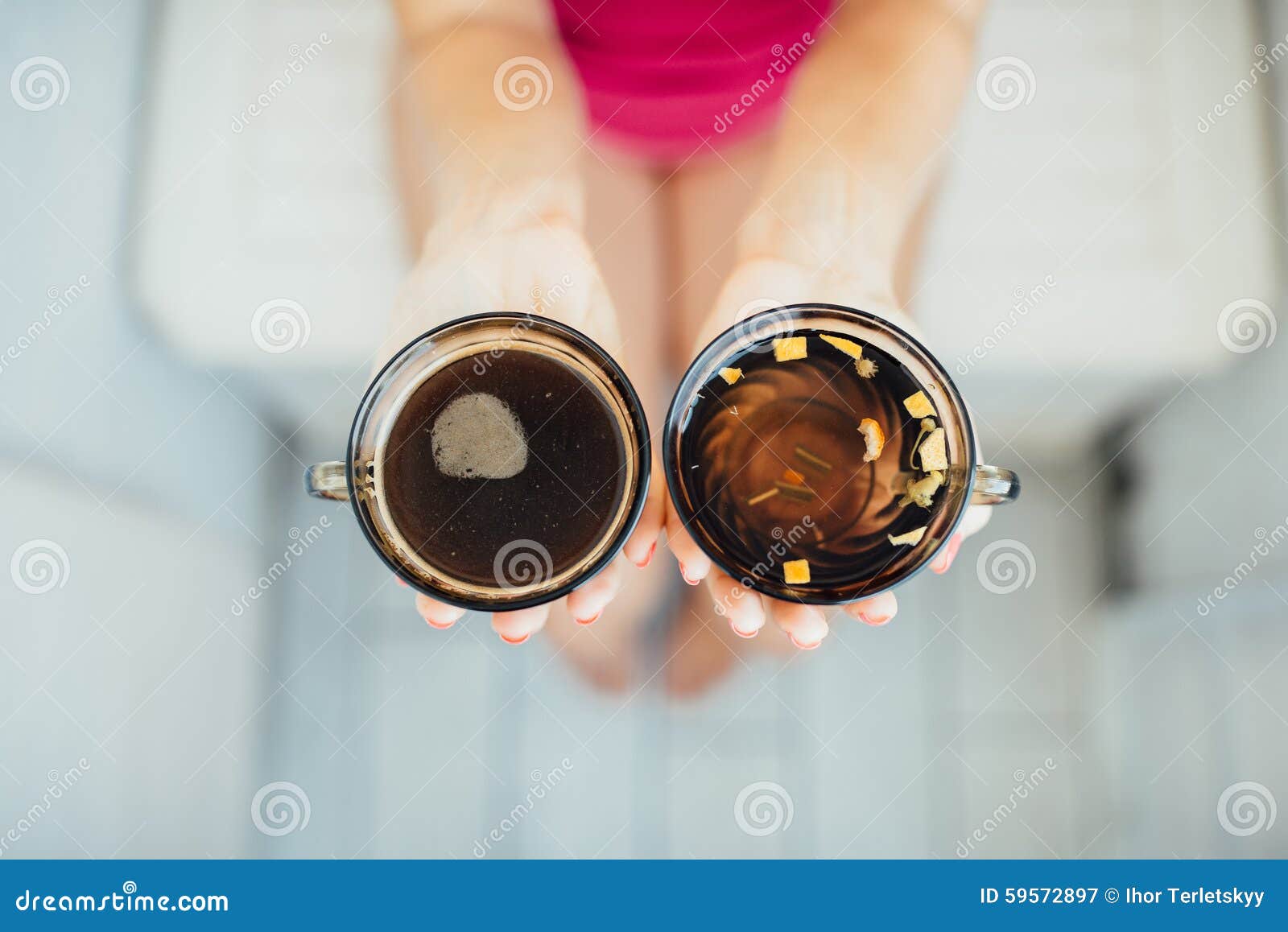 Women S Hands Holding Tea and Coffee Stock Image - Image of capuchino ...