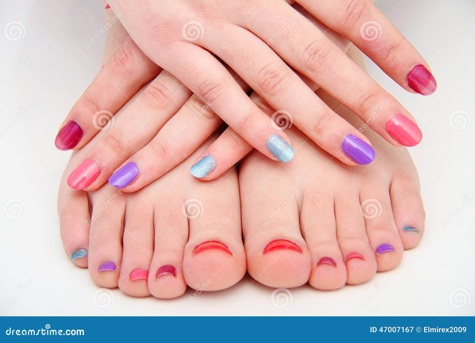 Women S Hands and Legs with a Colored Nails Stock Image - Image of ...