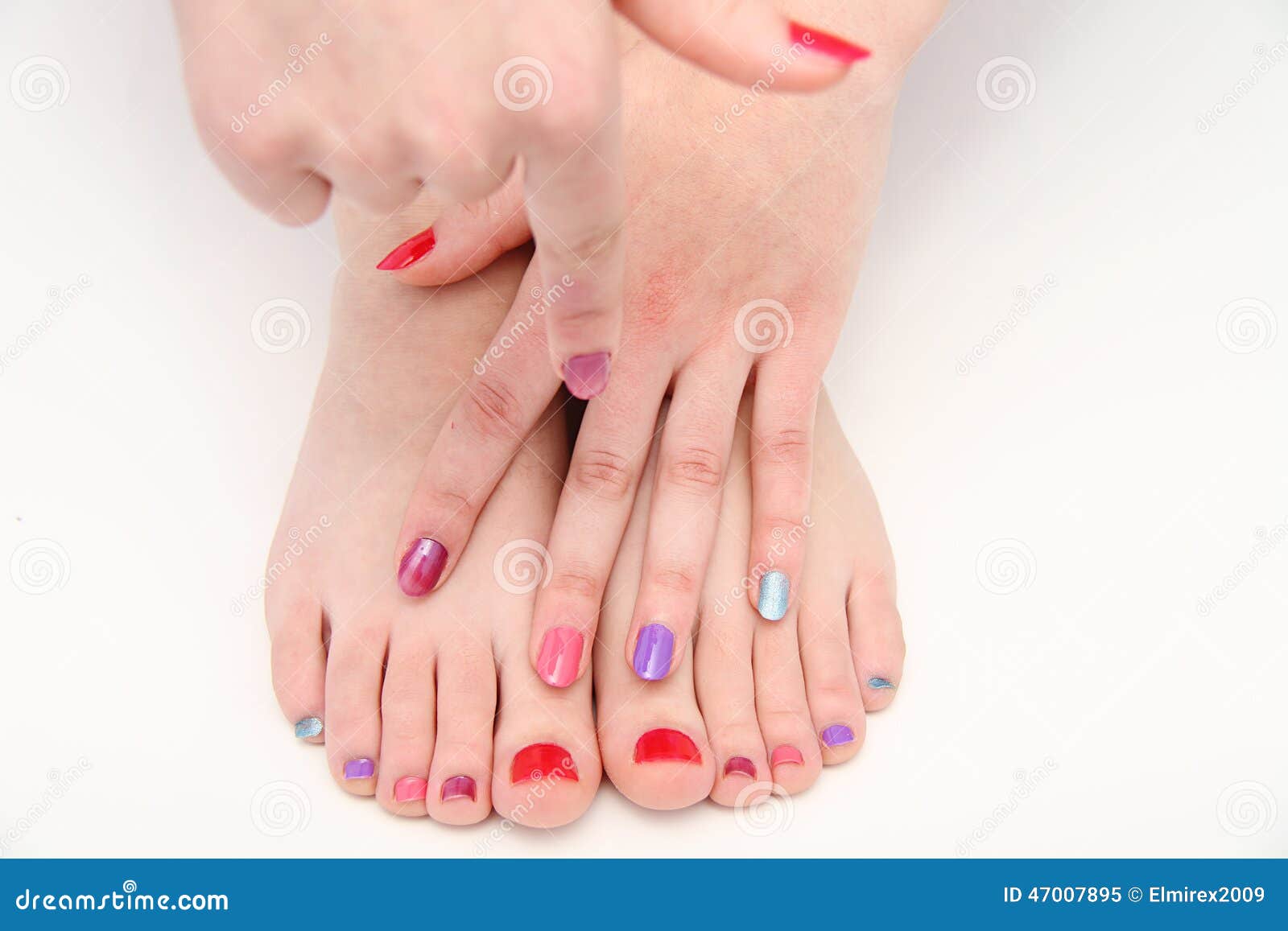 Women S Hands and Legs with a Colored Nails Stock Image - Image of ...