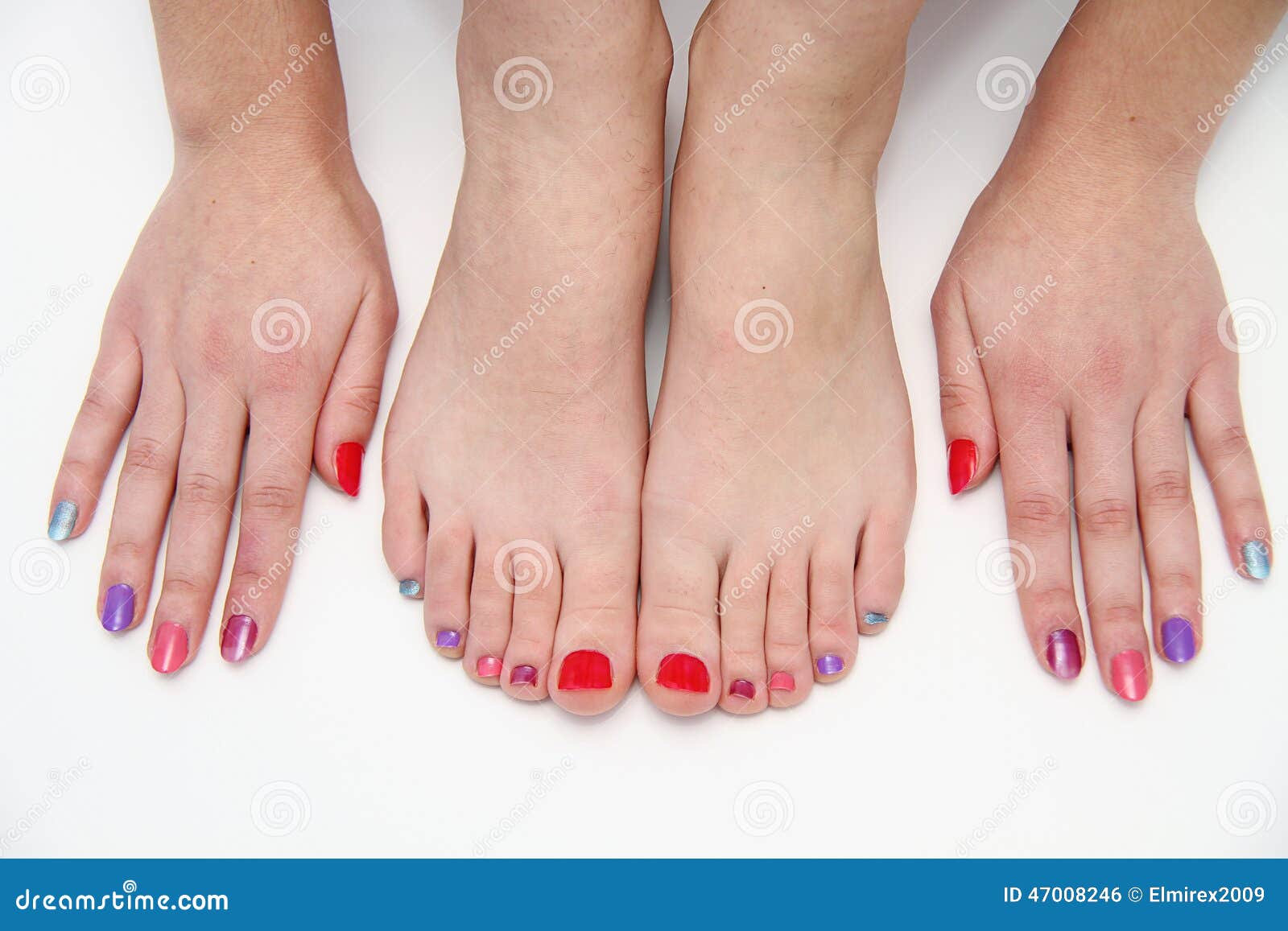 Women S Hands and Legs with a Colored Nails Stock Photo - Image of ...