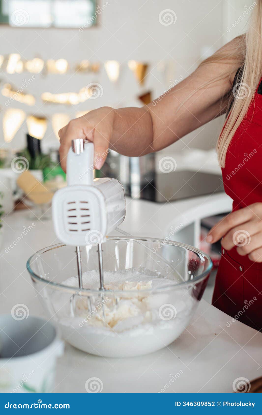 Womens Hands Prepare the Cream Using a Mixer Stock Photo - Image of ...