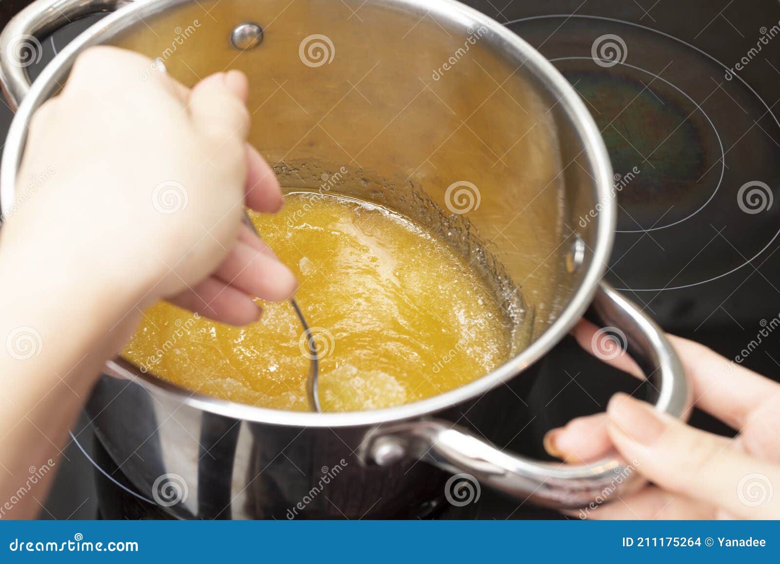 Women`s Hands Stir Honey on the Stove Stock Photo - Image of tradition ...