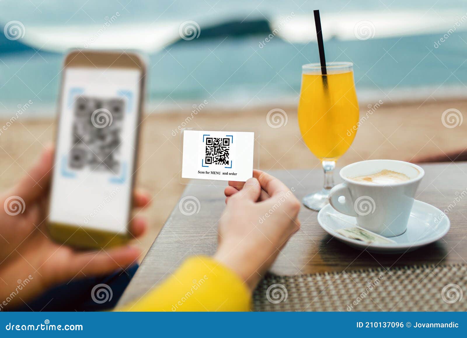 Scan To Get Discounts or Pay for Juice. Stock Photo - Image of business ...