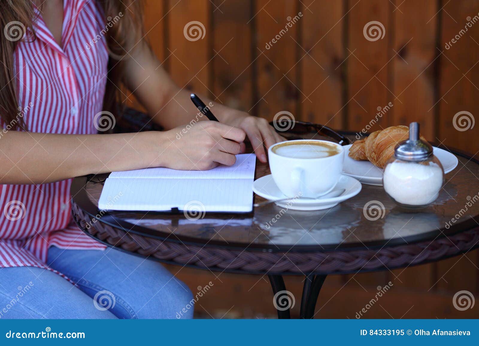 Women`s Hands Writting in Diary with Coffee Stock Image - Image of ...
