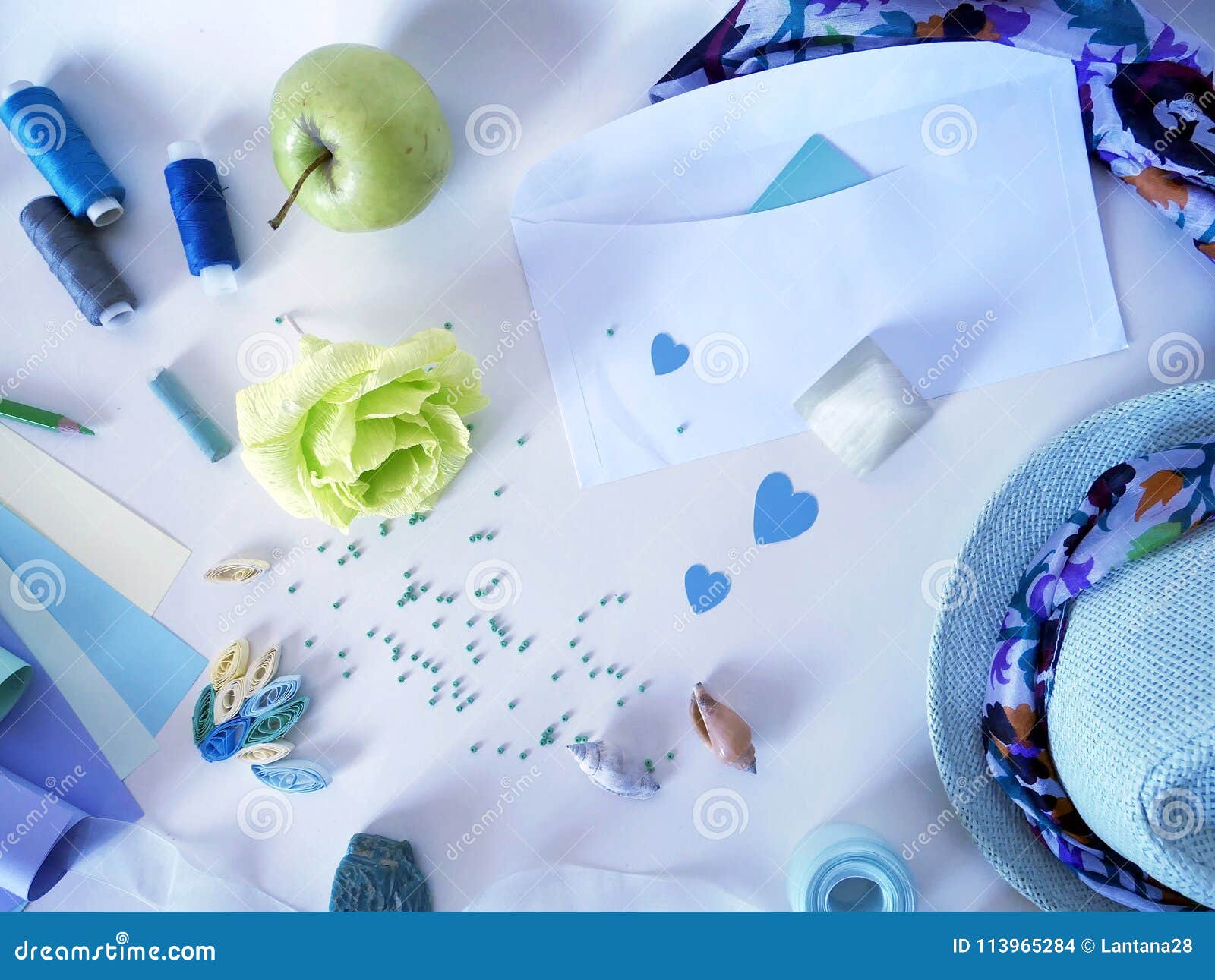 Women`s Hat, Thread and Colored Paper for Handwork Stock Photo - Image ...