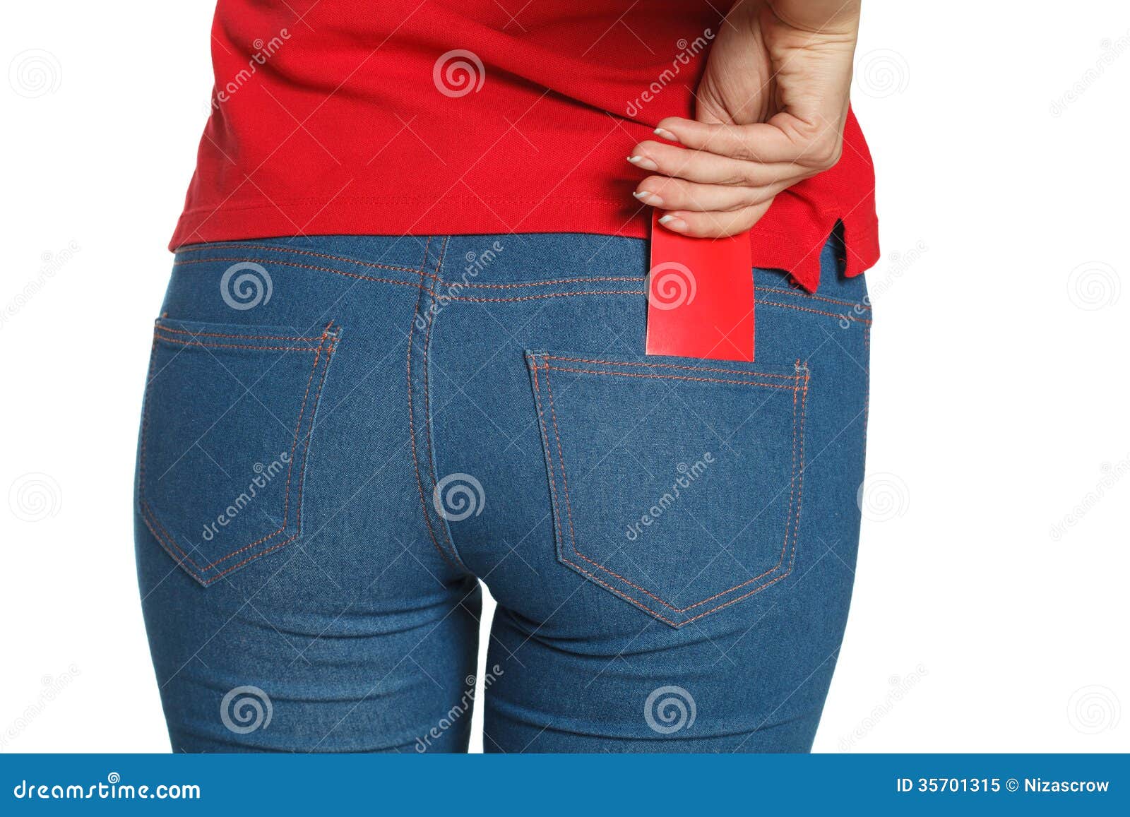 Women S Jeans Back Pocket with Card Stock Image - Image of girl, blank ...