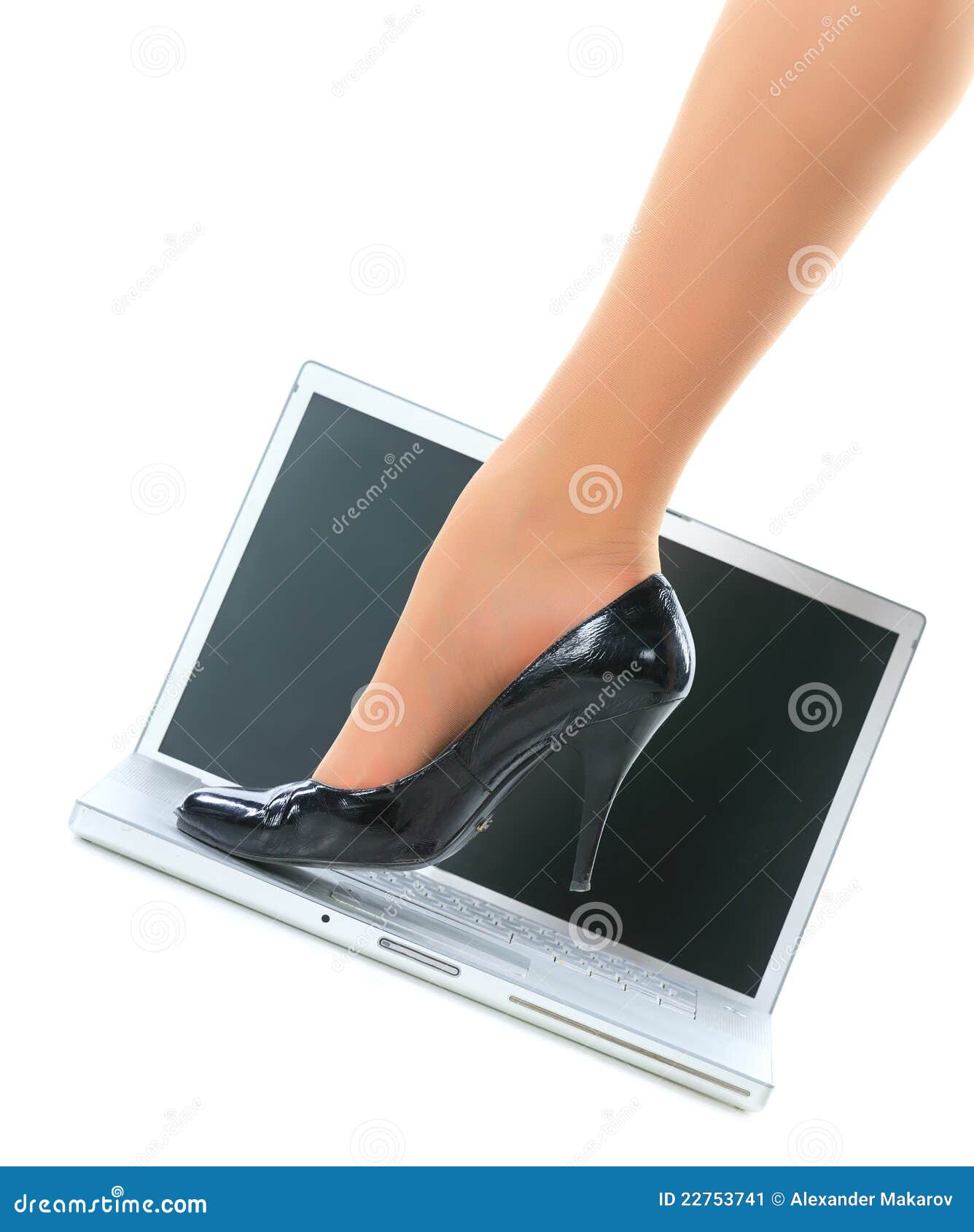 Women S Legs and the Laptop. Stock Image - Image of computer ...