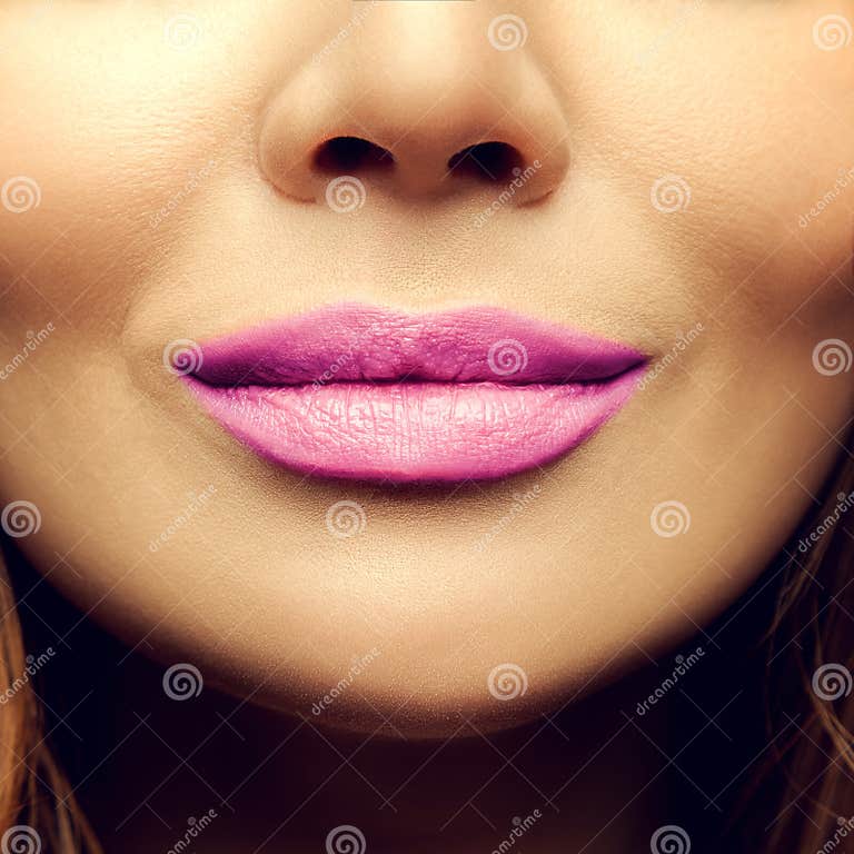Women s lips. Front view stock photo. Image of makeup - 208962910