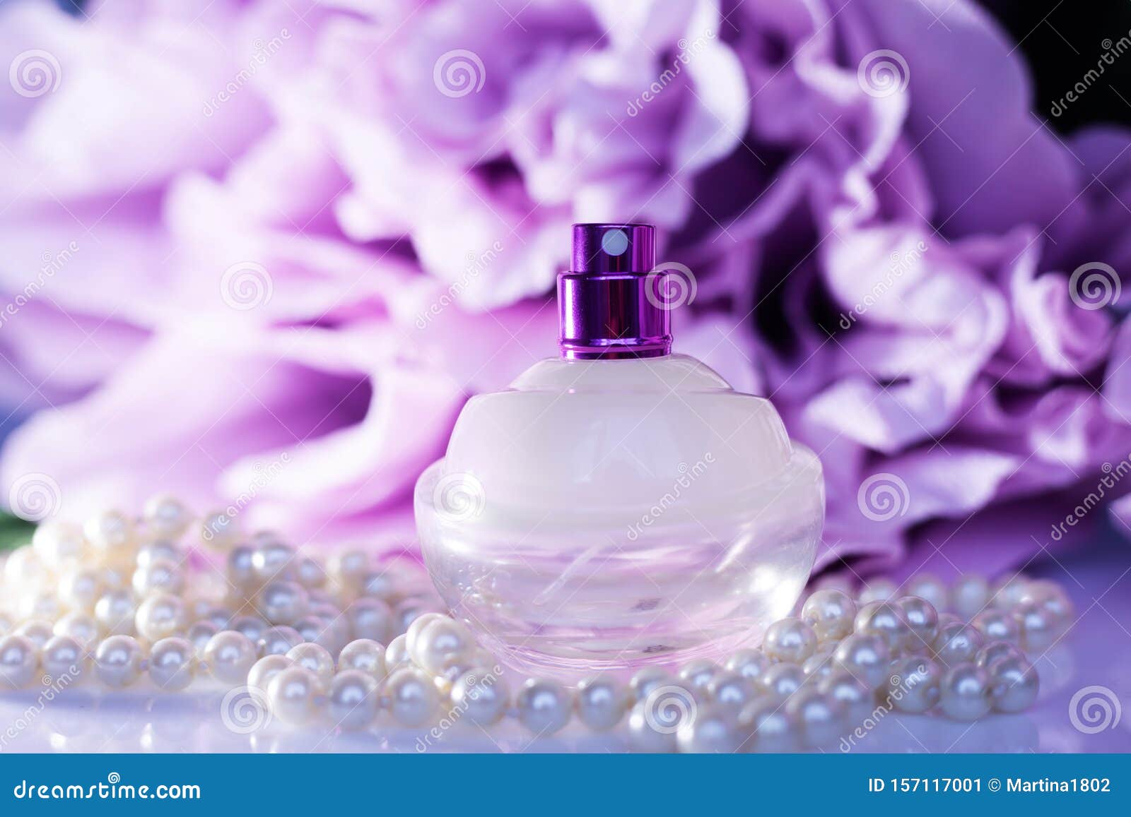 Perfume with white pearls stock image. Image of beauty - 157117001