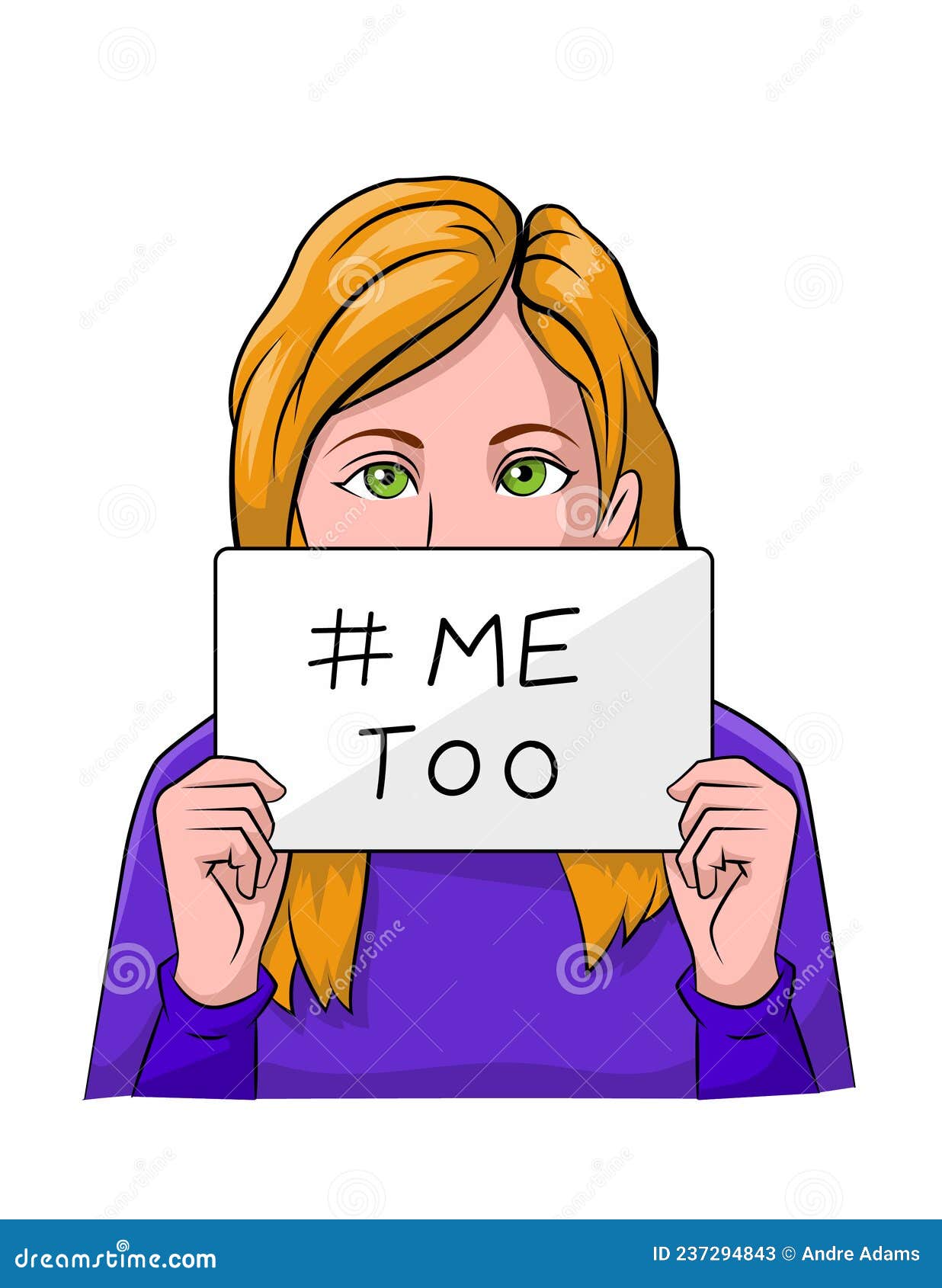 Metoo Me Too Movement Pop Art Style Banner With Woman Face Cartoon