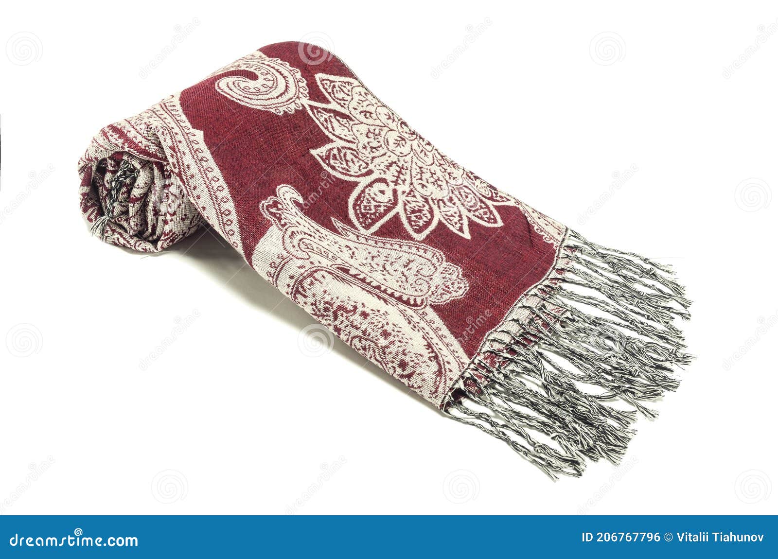 Women`s Scarf with Red Pattern Isolated on White Stock Photo - Image of ...