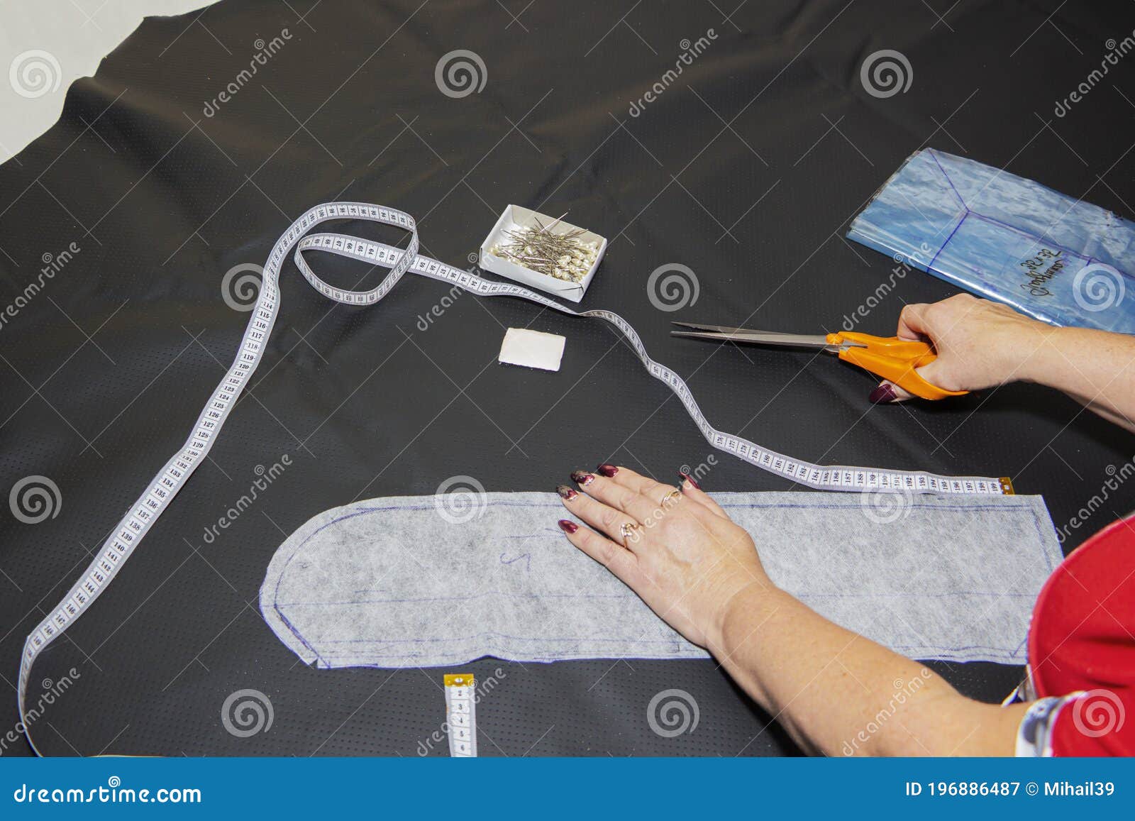 Women`s Tailor Hands Working with Fabric Cloth Stock Image - Image of ...