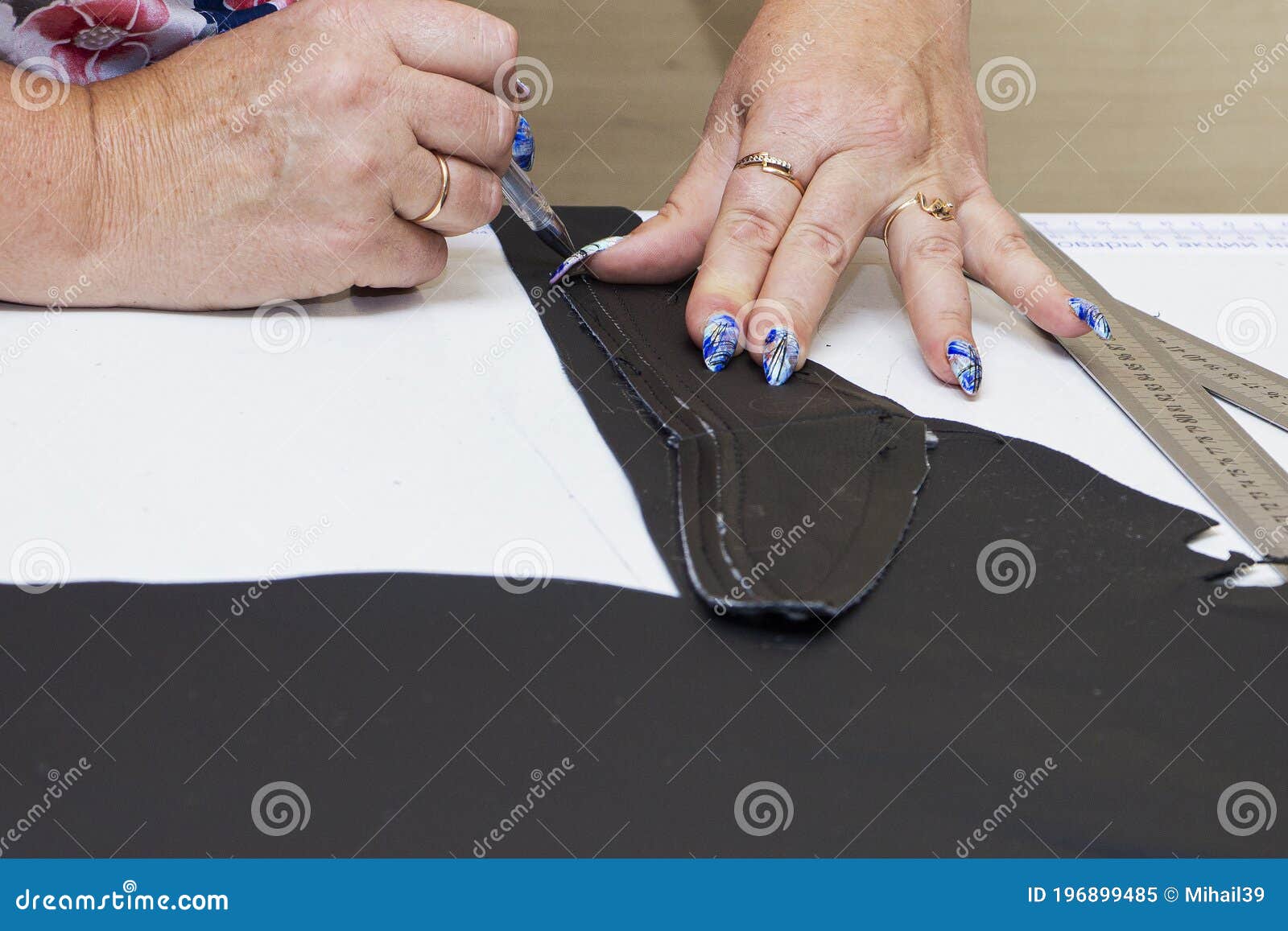 Women`s Tailor Hands Working with Fabric Cloth Stock Image - Image of ...