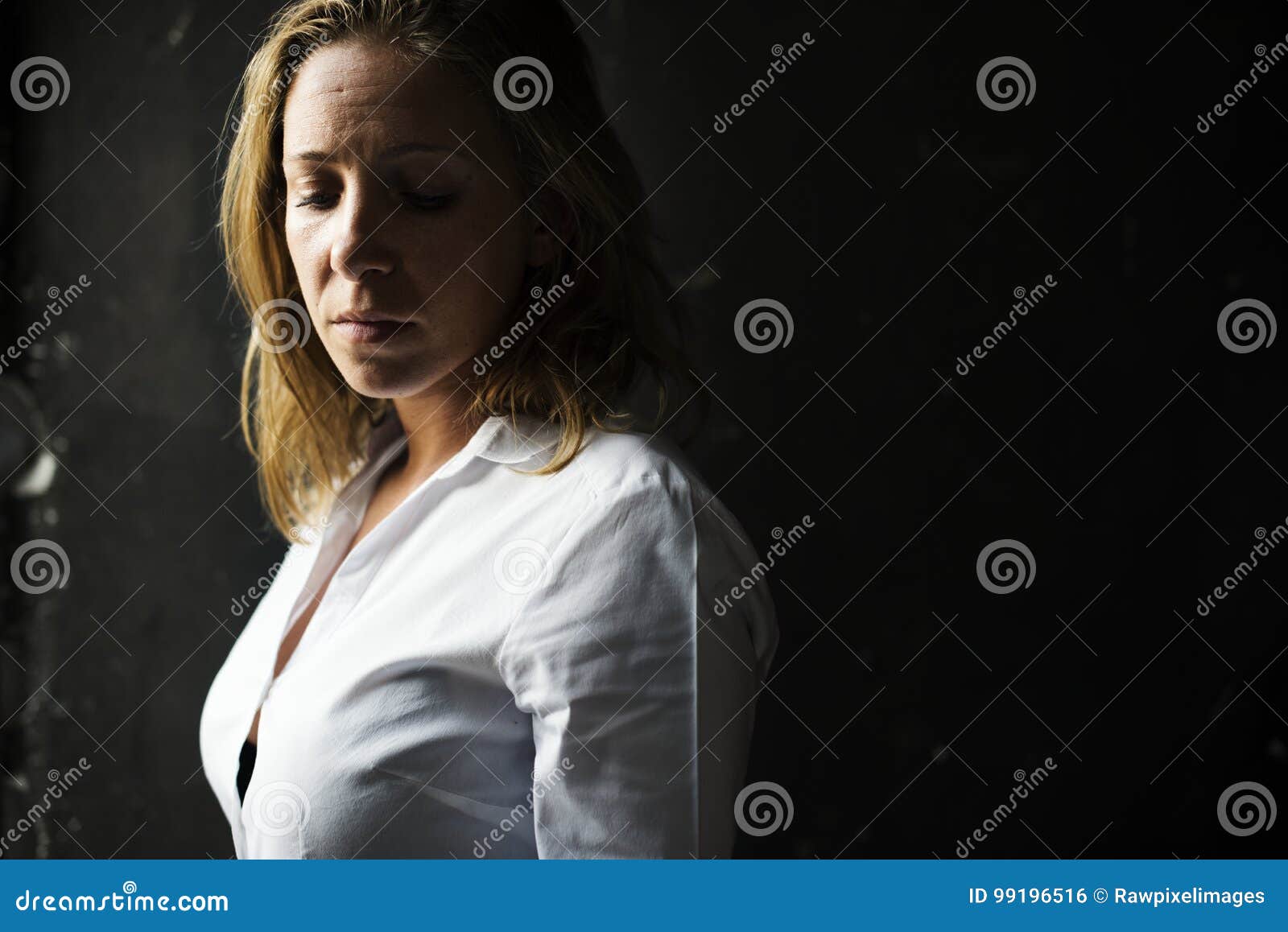 Women Sad Depressed Thinking Dark Stock Photo - Image of person, solo ...