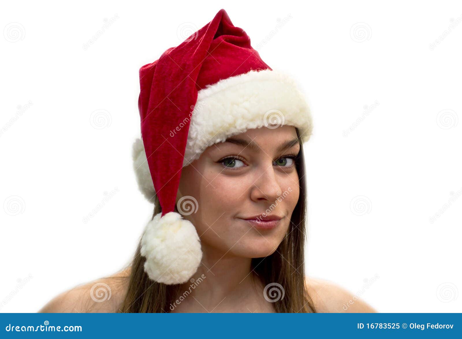 Women in a Santa Claus hat stock image. Image of cute - 16783525