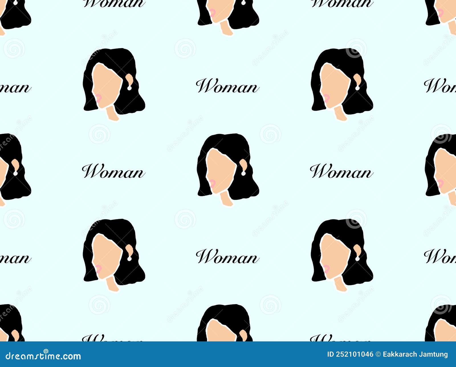 Women Seamless Pattern on Blue Background Stock Illustration ...