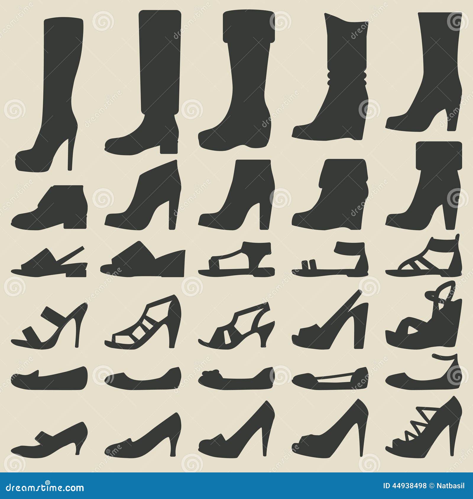 Women shoes set stock vector. Illustration of footwear - 44938498